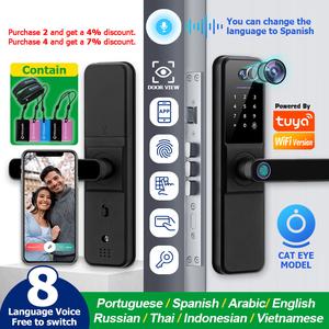 Jual YRHAND Tuya Wifi fechadura eletronica digital Smart Door Lock With Biometric Camera ...