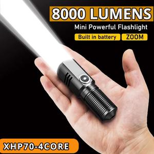 Jual GG Powerful Led Flashlight XHP70 4 Core Built in Battery Shot Long ...