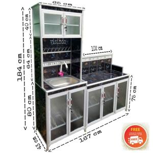 Jual LEMARI DAPUR RAK PIRING WASTAFEL RAK KOMPOR KITCHEN SET 3 IN 1 ALUMUNIUM TIANG HOLLOW JUMBO ...