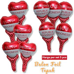 Jual Balon PENTUNGAN Foil HUT RI - Balon Tepuk Merah Putih 17an 17 ...