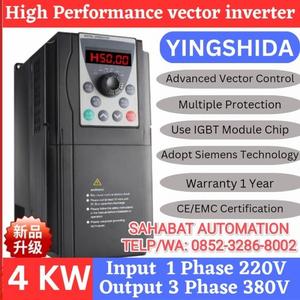 Jual [DISKON] Inverter Motor 4KW 4 KW Input 1 Phase 220V Output 3Phase 380V 5,5HP 5,5 HP 1 phase ...