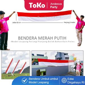 Jual Populer 60x300cm Bendera Merah Putih Lespang Bendera Kain Merah ...