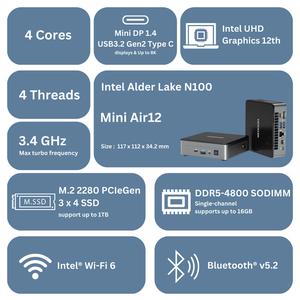 Jual ORIGINAL MINI PC GEEKOM MINIAIR 11 N5095 16/512GB DUAL HDMI WIFI ...