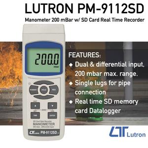 Jual Lutron PM-9112SD Manometer 200 mBar with SD Card Real Time ...
