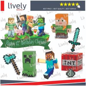 Jual Cake Topper Hiasan Hbd Happy Birthday Nama Minecraft 3 Set By Nat ...