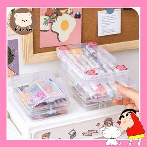 Jual Hunam Stationary Stickers Plastic Storage Box Organizer Container ...