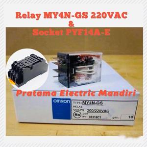 Jual OMRON Relay MY4N-GS MY4N 220VAC 220V 3A dan Socket PYF14A-E ...
