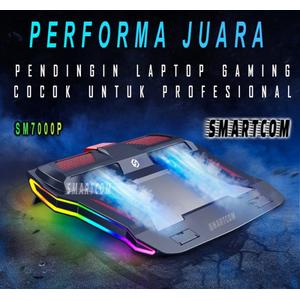 Promo SMARTCOM SM7000 RGB Gaming Laptop Cooler Pad Powerful Fan Speed ...