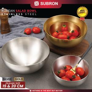 Promo SUBRON Korean Salad Bowl Mangkuk Bulat Sup Stainless Silver Gold ...