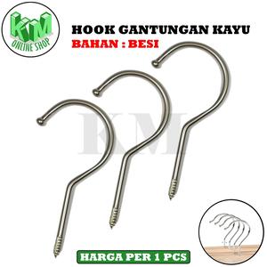 Promo Hook Hanger Kayu Besi Huk Hanger Kayu Silver Kait Hanger Kayu ...