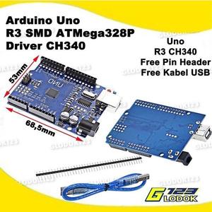 Jual Arduino Uno R3 SMD CH340 ATMEGA328P PIN HEADER KABEL USB - Kota ...