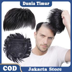 Jual Hairclip Men Wigs Men Real Hair Toupee Men Bald Hair Simulation ...