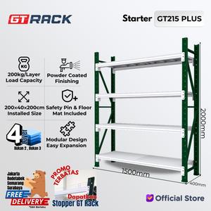Jual RAK GUDANG BESI GT RACK GT215 PLUS - 200KG 4 SUSUN 2 METER LEBAR ...