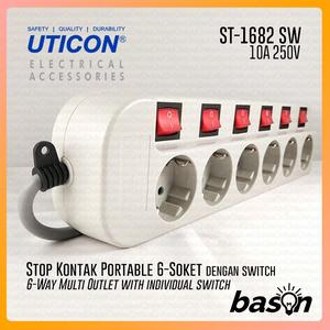 Jual UTICON Stop Kontak 6Lubang 1.5Meter Arde - Power Extension ...