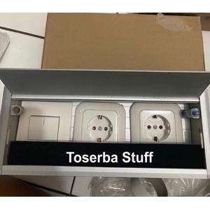 Jual STOP KONTAK MEJA MEETING CABLE BOX SILVER HAIRLINE TIGA OUTLET ...