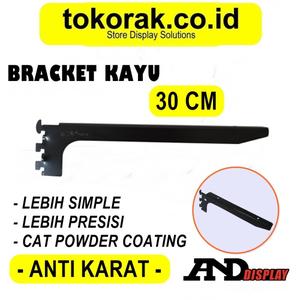Jual DAUN BRACKET KAYU 30CM HITAM AMBALAN TIANG REL BRAKET 30 CM ...