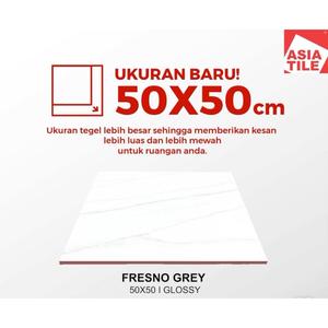 Jual KERAMIK LANTAI DINDING ASIA TILE 50X50 FRESNO GREY GLOSSY KILAP ...