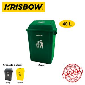 Promo Dust Bin KRISBOW Tempat Sampah 40L Push Cover Warna Abu-Abu Hijau ...
