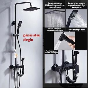 Jual Paket shower tiang stainless hitam Set Shower Panas Dingin Persegi ...
