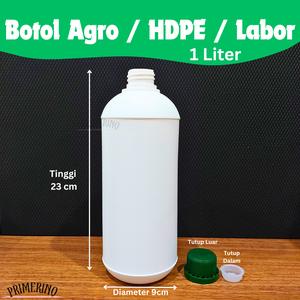 Jual Botol Labor 1 Liter Tutup Hijau / Botol Agro Kimia / Botol HDPE 1L ...