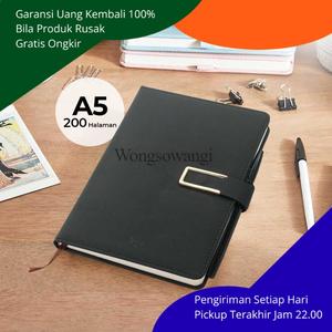 Jual Buku Tulis Kerja Kertas Note Catatan Hard Cover Kulit A5 - Biru ...