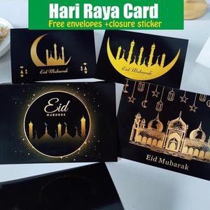 Jual [12pcs/set] Kartu Kad Hari Raya Hitam Golden Style Gift Card Untuk ...