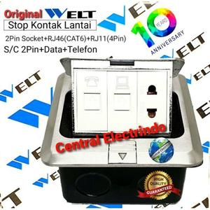 Jual NEW Stop Kontak Lantai WELT 2PIN + DATA RJ46(CAT6) + RJ11 TELEFON ...