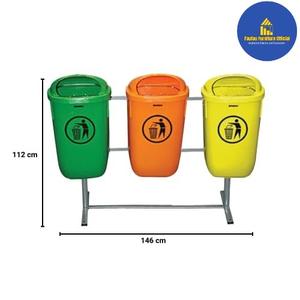 Jual Tempat Sampah Taman 3 Kotak Pemisah Jenis Sampah Dust Bin Outdoor ...