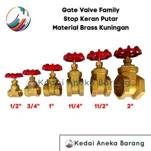 Jual Gate Valve Stop Keran Kran Putar Gas Air Brass Kuningan 1 1" Inch ...