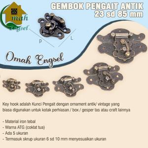Jual +Skrup Kunci pengait 23 s.d 85 mm Kuncian dus kotak box antik 5 ...