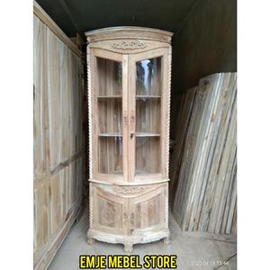 Jual lemari hias sudut almari jati kaca buffet pajangan kayu kokoh ...