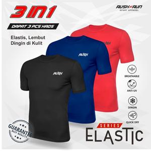 Promo Paket 3pcs Rush n Run Baju Olahraga Lari Running Gym Pria Bahan ...