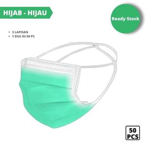 Jual Masker 3Ply Hijab Headloop Hitam Disposable Mask Hijab Hijau Hijab ...