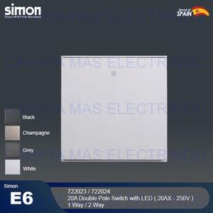 Jual SIMON E6 20A Double Pole Switch with LED (1Way / 2Way) 722023 / ...