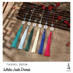 Jual Gantungan Tasel Rumbai Giok Putih Donat 28cm Tassel White Jade ...