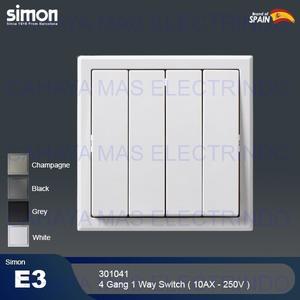 Jual Simon E3 Saklar 4 Gang 1 Way Switch ( 10AX - 250V ) 301041 - Grey ...