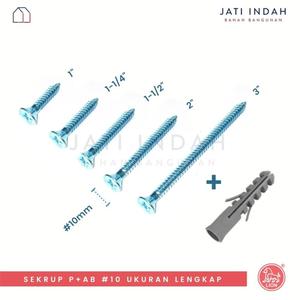 Jual Isi 10 : SEKRUP FLAT #10 Ukuran Lengkap F+AB / FAB PUTIH / SKRUP ...