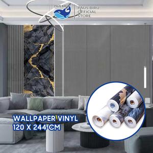 Promo Paus Biru - Wallpaper Dinding Motif Vinyl Marble Foam Roll ...