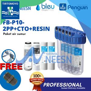 Jual 4 Paket Filter Air sumur PENGUIN BLEU FB 10" 2PP CTO RESIN PRO ...