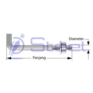 Jual Angkur Baja 5/8 x 60cm x 10cm | Anchor Bolt M16 ( 2 Mur + 2 WP ...