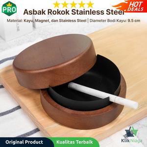 Jual KSBA Asbak Rokok Wood Stainless Steel Cigarette Ashtray with Lid ...