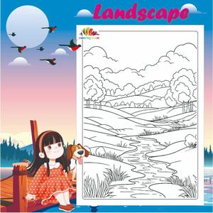 Jual Landscape Landscape 2 Ukuran Kertas A5 Kertas Mewarnai / Coloring ...
