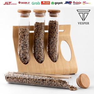 Jual wooden coffee bean tube display rack stand rak tabung biji kopi ...