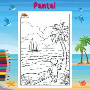 Jual Pantai Pantai 12 Ukuran Kertas A5 Kertas Mewarnai / Coloring ...