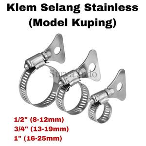 Jual KLEM KUPING STAINLESS 1/2" 3/4" 1" KLEM SELANG KUPU KUPU RING ...