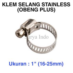 Jual KLEM SELANG STAINLESS 1" (16-25MM) KLEM SELANG OBENG PLUS (+) RING ...