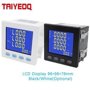 Jual LCD Three Phase Panel Meter V A Hz cos kWh Electricity Meter Multi Function Watt Hour 5A ...