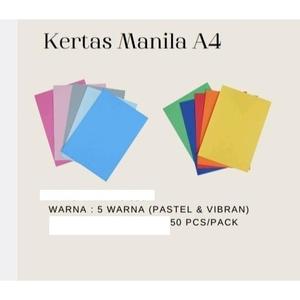 Jual karton manila/construction paper/karton prakarya A4 50 lembar ...