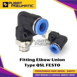 Jual QSL-1/4-4 One Touch Fitting Elbow Male Slip Lock Socket Push In Connector Nipple Nepel ...
