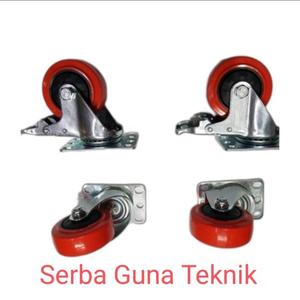 Jual Roda Trolly PU 4" inch RHJ - TW ( 2 Rem + 2 Hidup ) Roda Troli ...